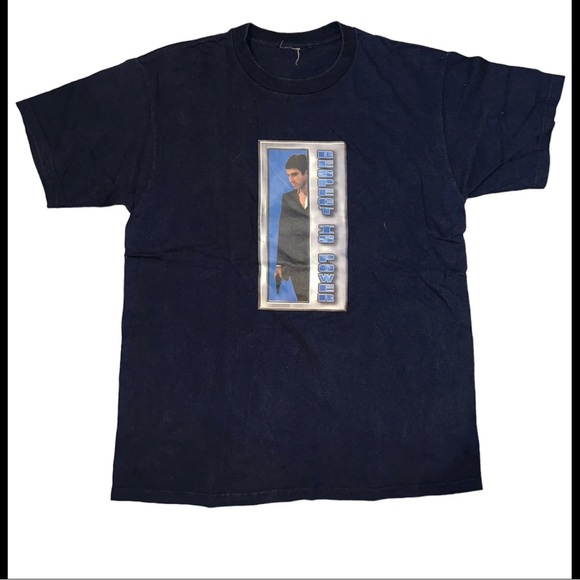 None | Shirts | Vintage Scarface Tony Montana Navy Blue Graphic Tshirt ...